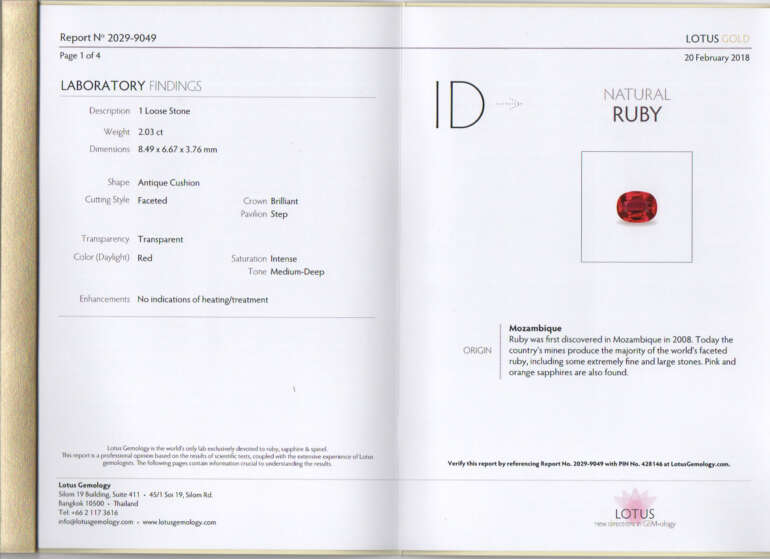 2.03CT Unheated Ruby Ring in 18k Gold | Rainbow Sapphire™