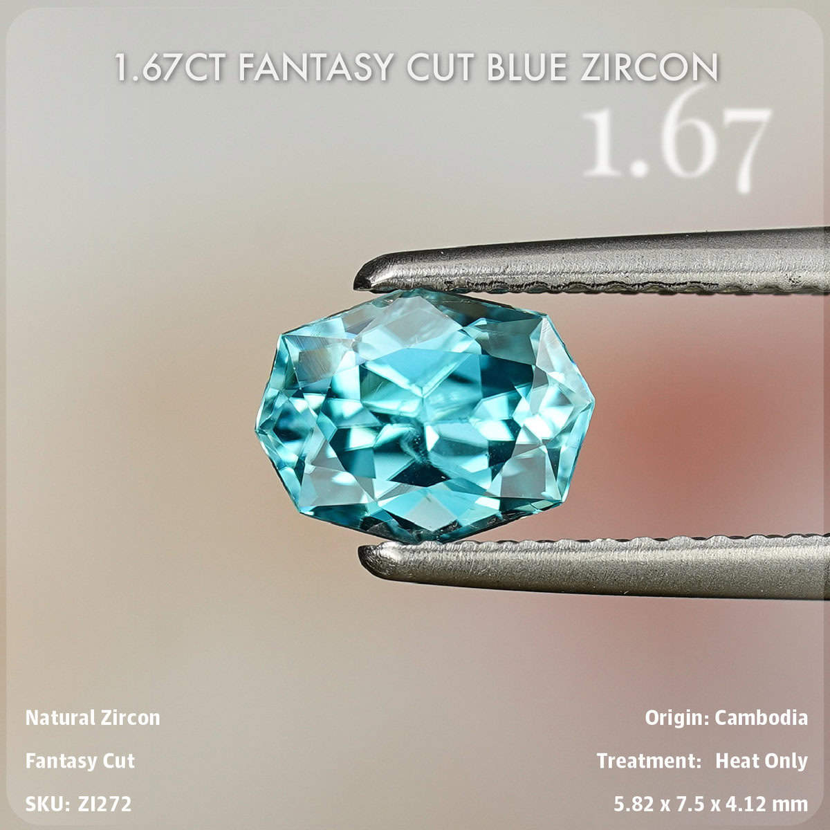 1.67CT Fantasy Cut Blue Zircon | Rainbow Sapphire™